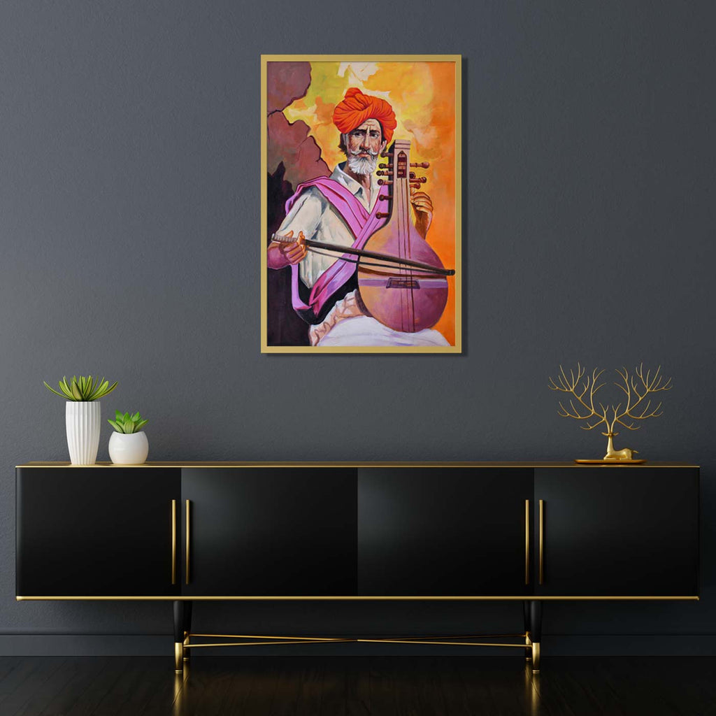 Authentic Rajasthani Folk Singer Protrait Painting (24*36 Inches) – TOKENZ