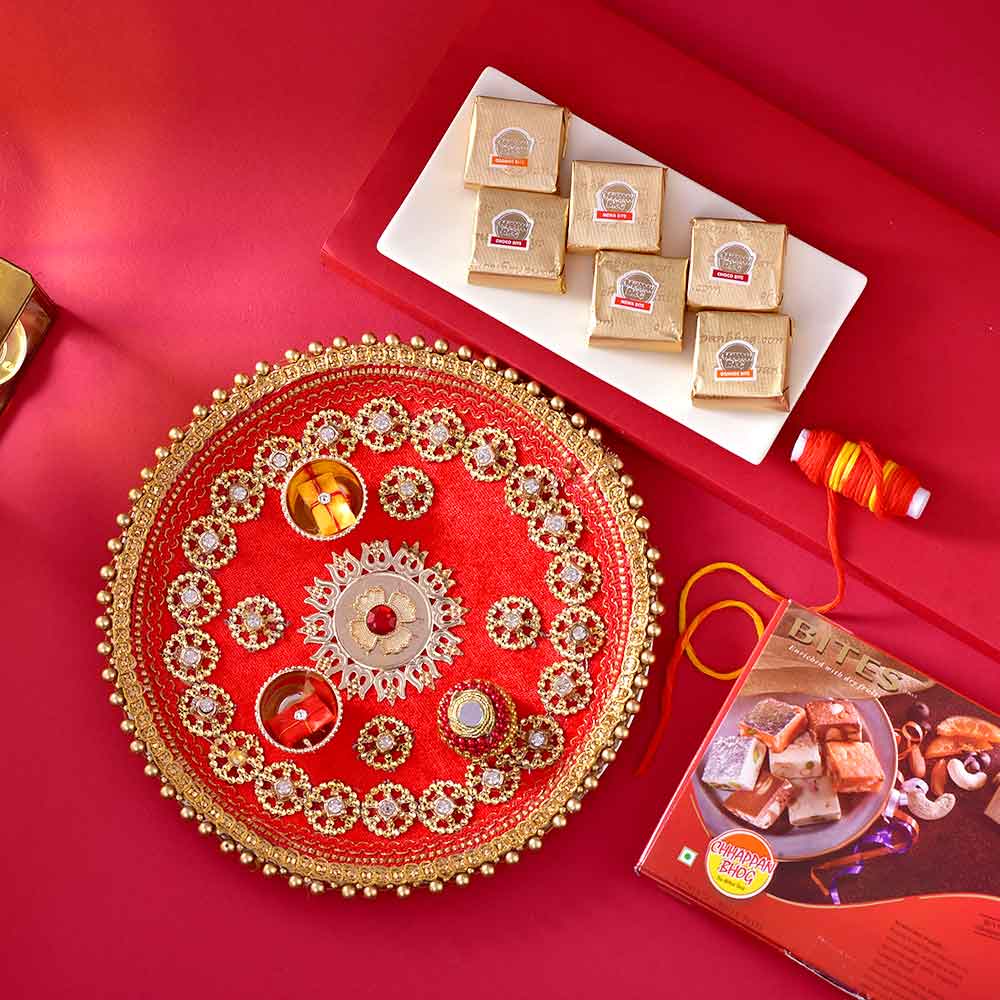 Premium Hamper With Thali, Sweet, Thread, Roli Chawal & Tikka – TOKENZ