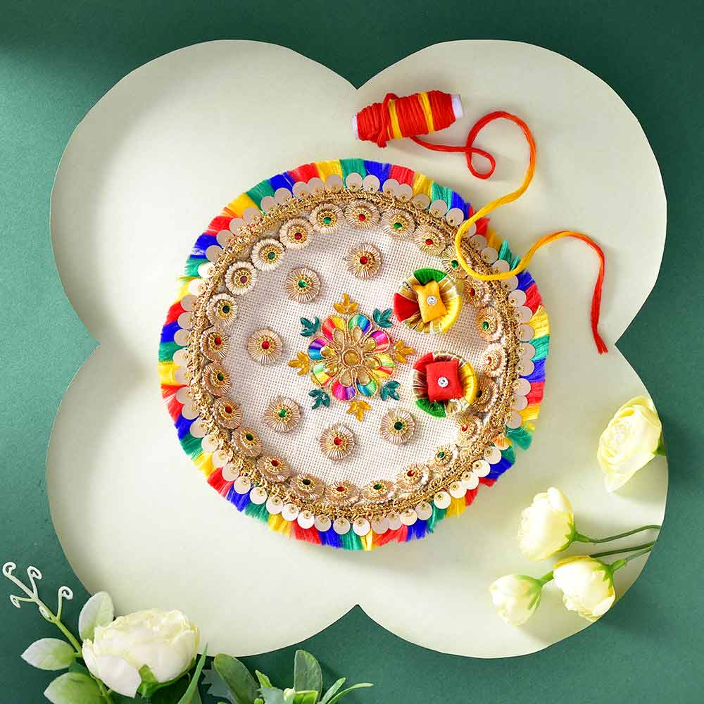 Premium Hamper With Pistachios, Thali, Thread, Roli Chawal & Tikka – TOKENZ