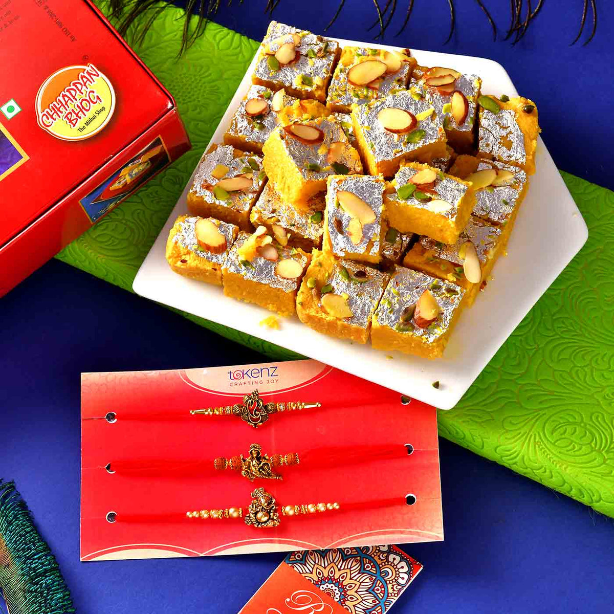 Ganesha Rakhis Set Of 3 With Mewa Batisha – TOKENZ