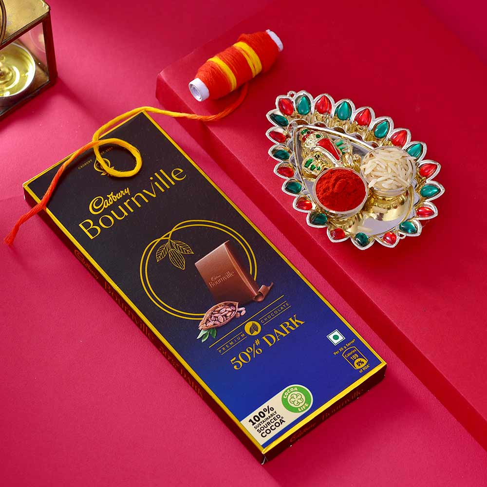 Ecstatic Hamper With Thali, Chocolate, Thread, Roli Chawal & Tikka – TOKENZ